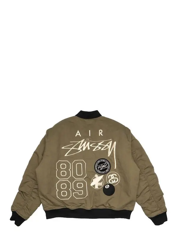 StÜssy X Nike Reversible Varsity Jacket - Medium Olive/bright Mandarin