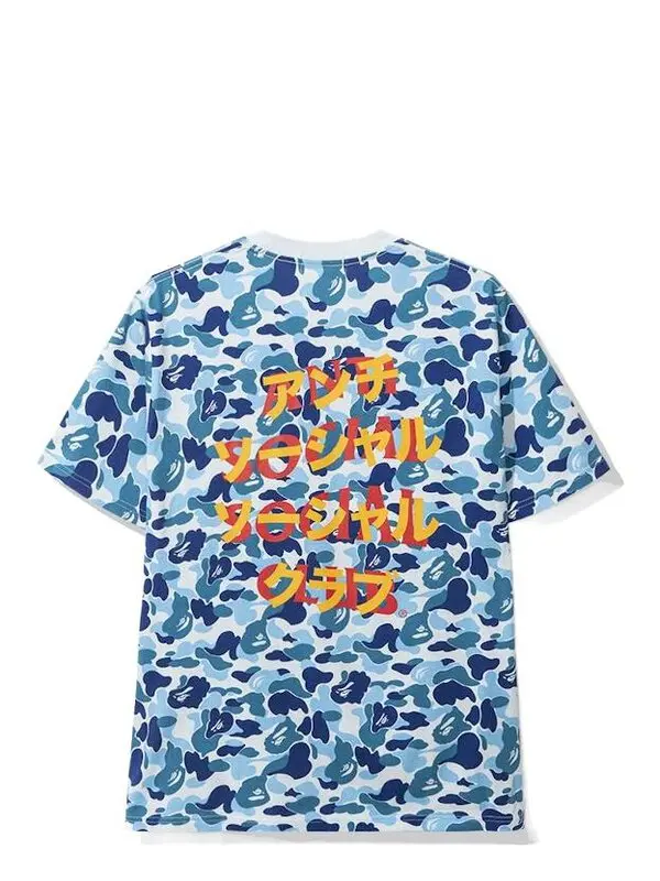 A BATHING APE X Anti Social Club Abc Camo Tee Shirt - Blue