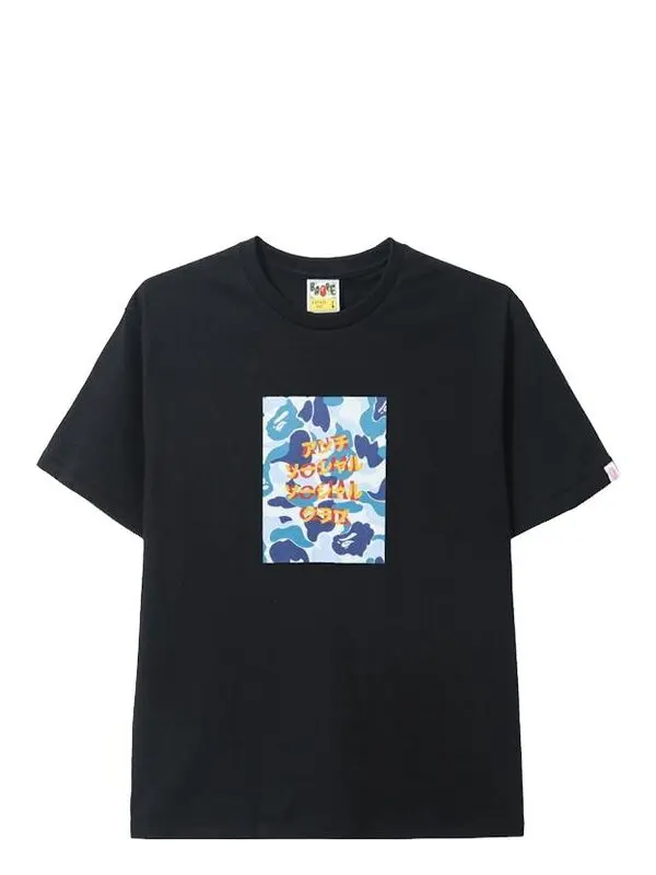 A BATHING APE X Anti Social Club Abc Camo Box Tee Shirtin - Black/blue
