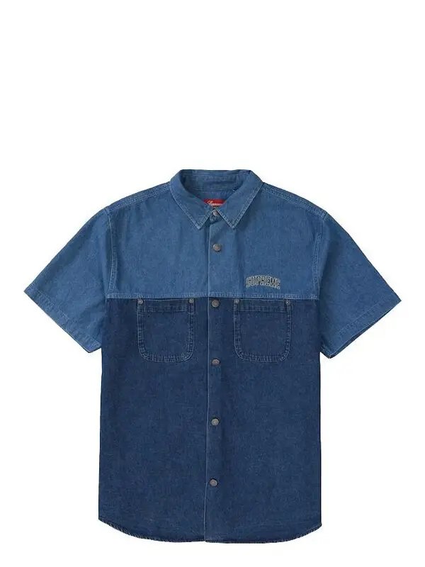 Supreme 2tone Denim Short Sleeve Shirt - Blue