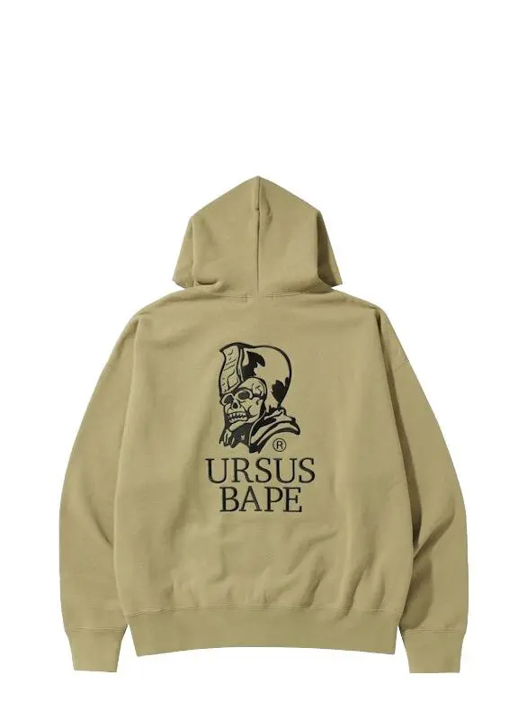 A BATHING APE Ursus Loose Fit Zip Up Hoodie - Beige