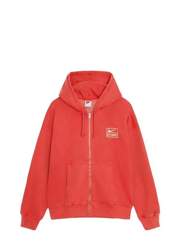 StÜssy Pigment Dyed Fleece Zip Hoodie - Habanero Red