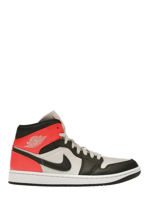 JORDAN 1 Mid Sneakers - Light Orewood Brown/newsprint/bright Crimson