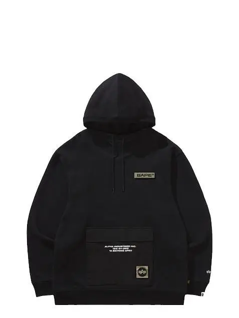 BAPE X Alpha Industries Rib Collar Hoodie - Black