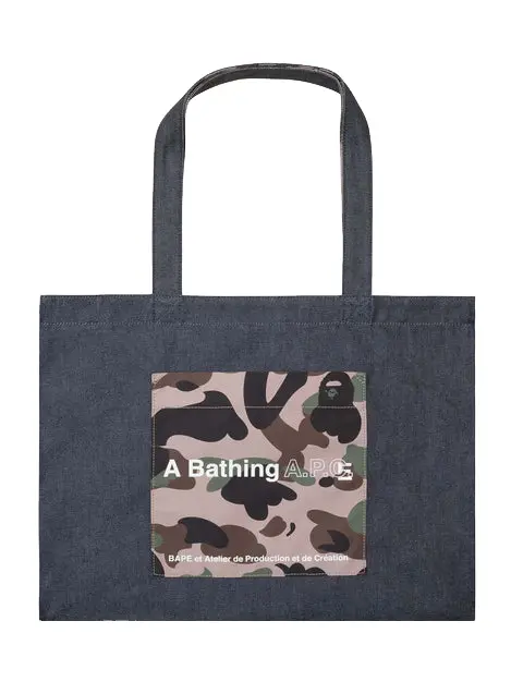 A BATHING APE X A.p.c Dough Tote Bag - Denim/camo