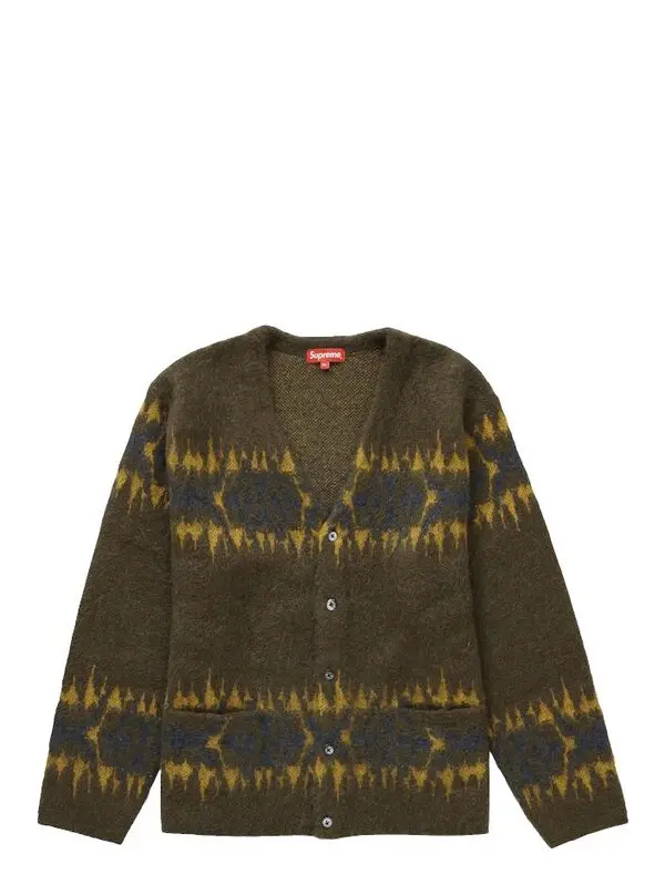 Supreme Abstract Stripe Cardigan - Olive