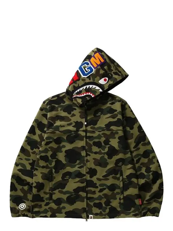 BAPE Windstopper 1st Camo Shark Hoodie Jacket - Green