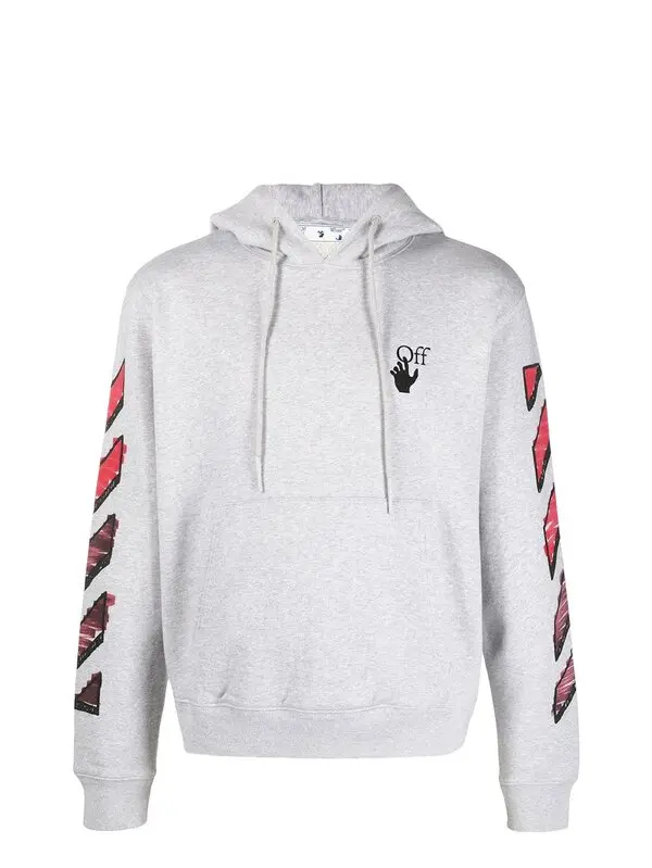 Off-White Marker Hoodie - Grey/red