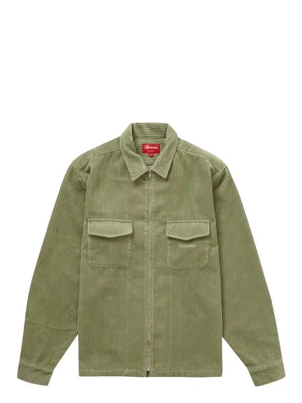 Supreme 2tone Corduroy Zip Up Shirt - Green