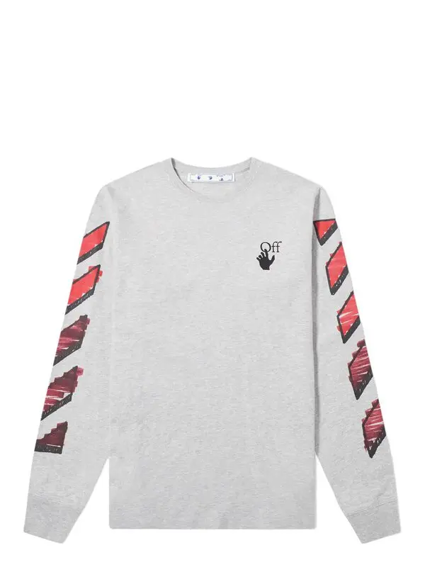Off-White Marker Arrows Long Sleeve T-shirt - Grey Red