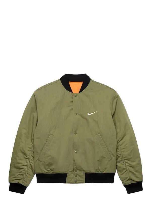 StÜssy X Nike Reversible Varsity Jacket - Medium Olive/bright Mandarin