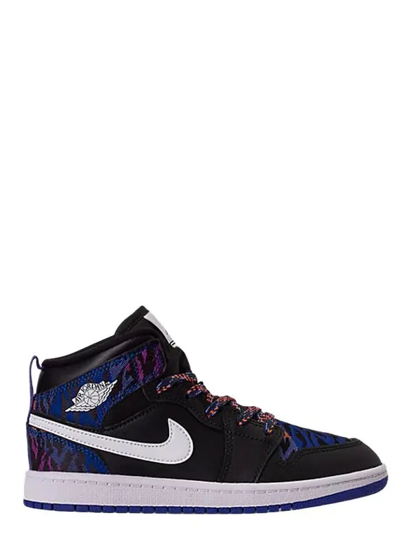 JORDAN 1 Mid Tiger Stripe - Black/white/rush Violet