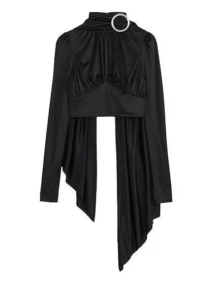 Rabanne Jersey Scarf-detail Top - Black