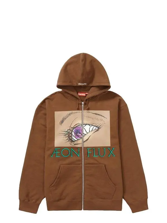 Supreme Aeon Flux Zip Up Hooded Sweatshirt - Brown