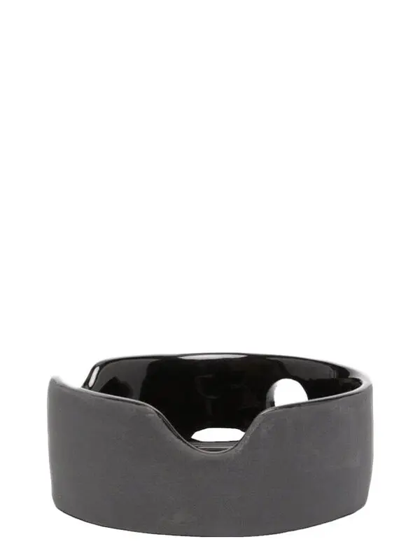 Off-White Matte Ceramic Cut Out Ashtray - Black