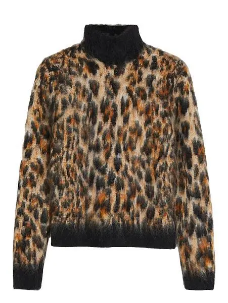 Rabanne H&m Mohair-blend Jacquard-knit Sweater - Leopard