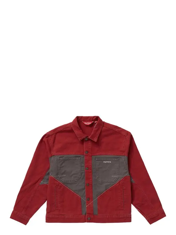 Supreme 2tone Paneled Denim Jacket - Red