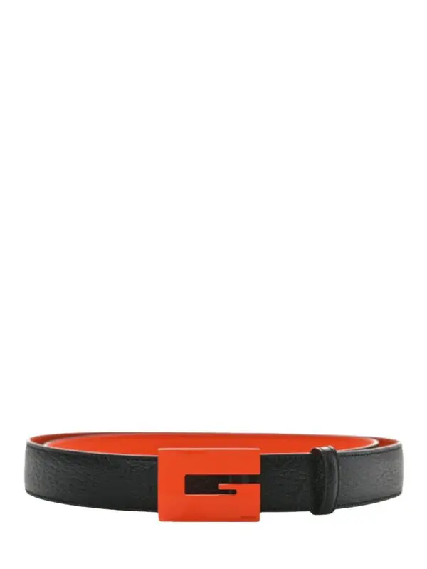 Saint Laurent Lv Initiales Reversible Damier Belt 30mm - Orange/black