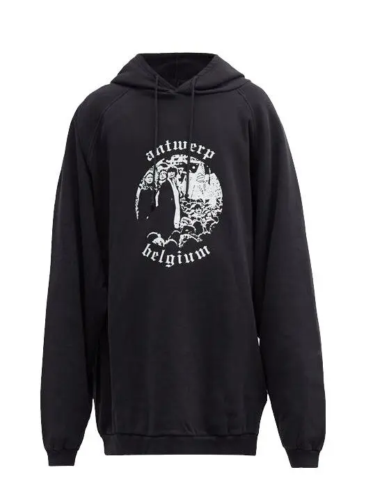 Raf Simons Archive Redux Aw01 Antwerp Print Hooded Sweatshirt - Black