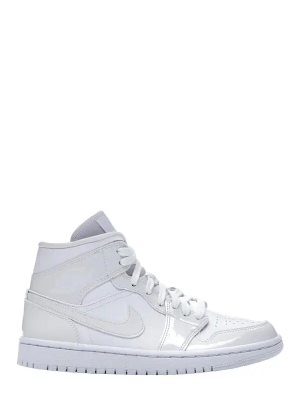 JORDAN 1 Mid Triple Patent Swoosh - White