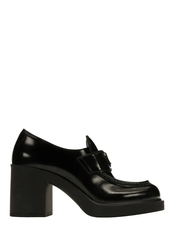 Prada Chocolate 85mm High-heeled Loafers - Black