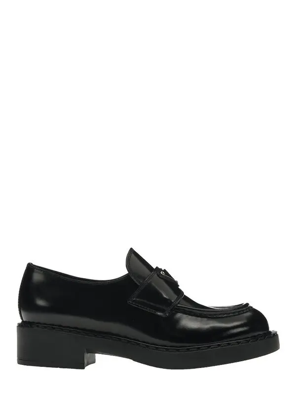 Prada Chocolate 50mm Loafer Brushed Leather - Black/silver