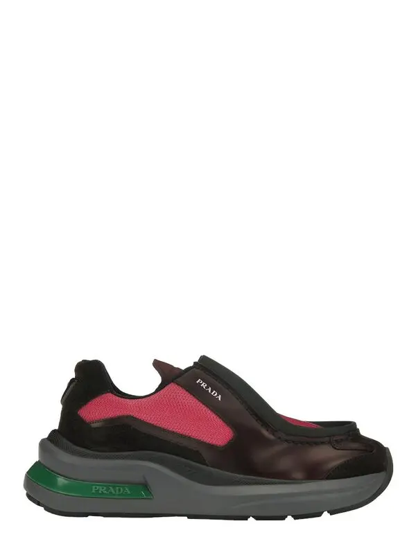 Prada Brushed Leather Sneakers - Garnet/peony Pink