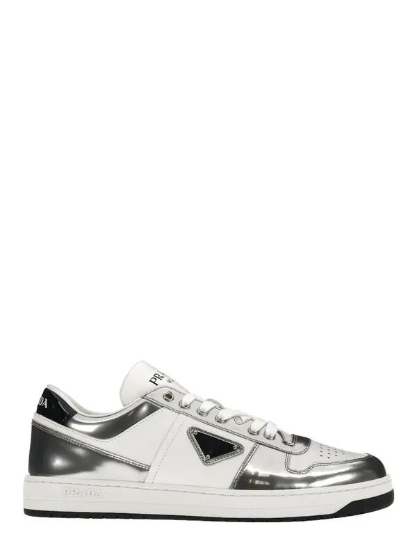 Prada Downtown Low-top Leather Sneakers - White/silver