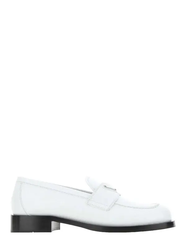Prada Logo Plaque Brushed Loafers - White/black