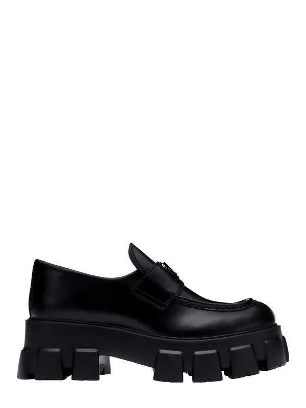 Prada Monolith 55mm Loafer - Black/silver