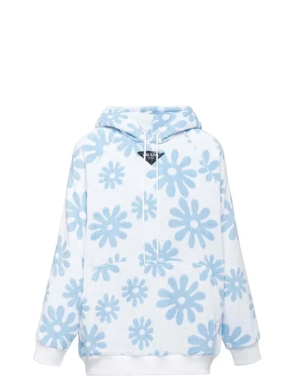 Prada Floral Print Relaxed Hoodie - Blue