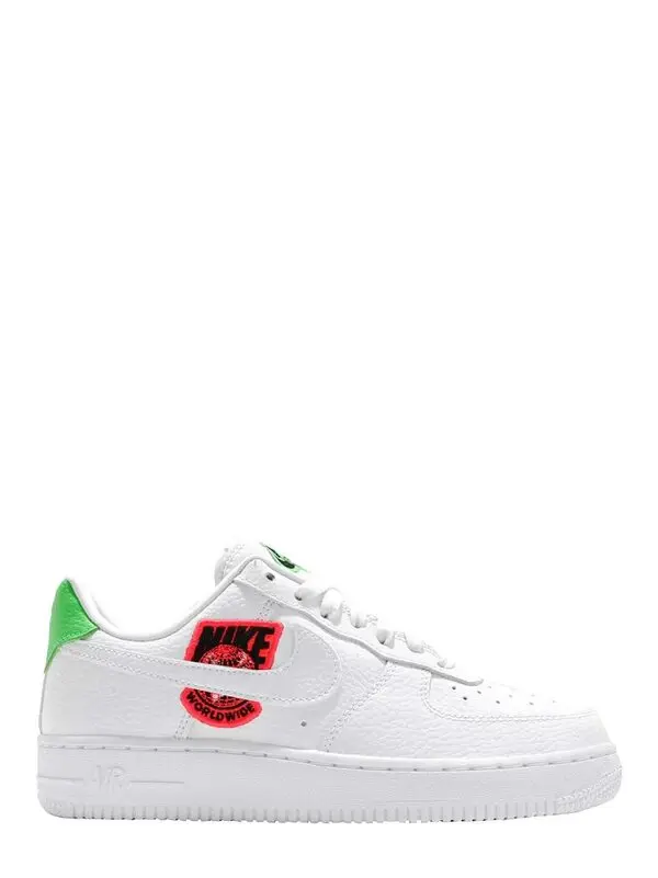 Nike Air Force 1 Low '07 Worldwide Pack Sneakers - White/flash Crimson/green Strike