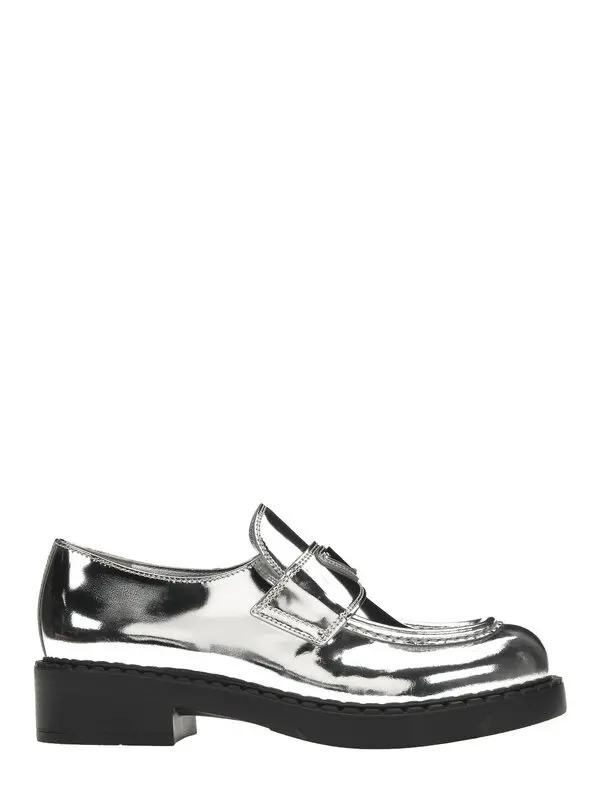 Prada Metallic 50mm Loafers - Silver