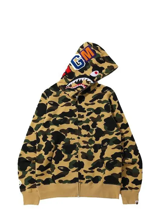BAPE 1st Camo Shark Full Zip Hoodie - Yellow