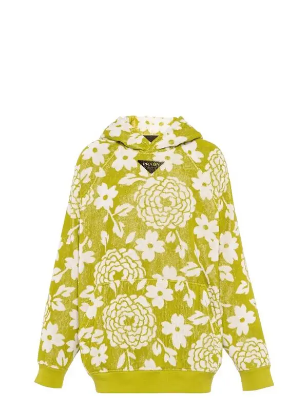 Prada Floral Print Hoodie - Green White