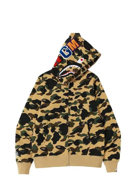 BAPE 1st Camo Shark Full Zip Hoodie - Yellow