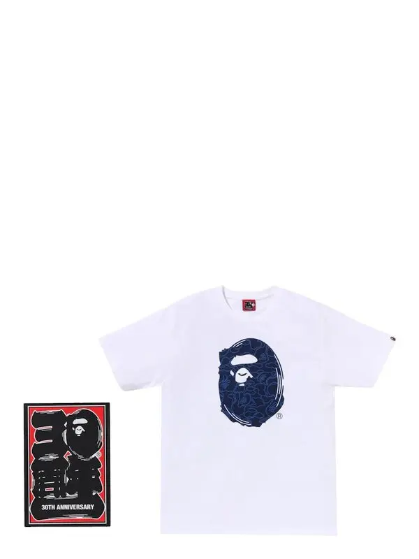 A BATHING APE 30th Anniversary I Tee Shirt - White/navy Blue