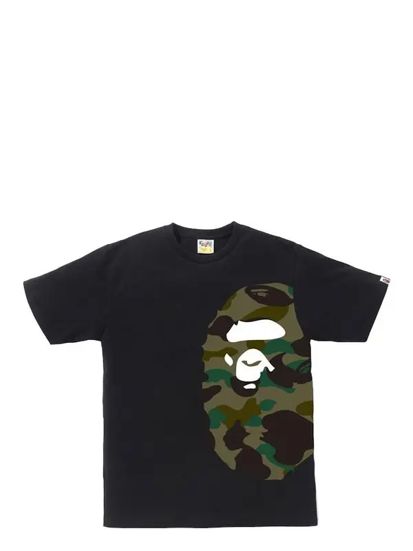 A BATHING APE 1st Camo Side Big Ape Head Tee Shirt - Black/green