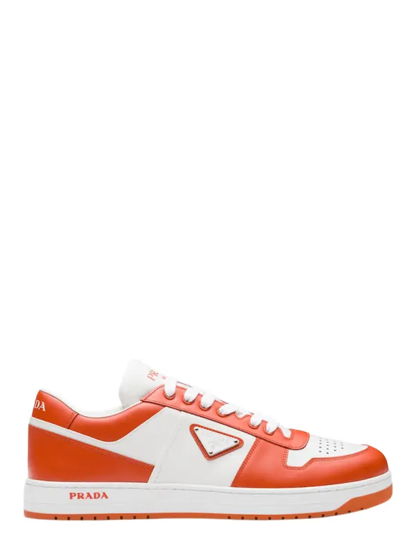 Prada Downtown Leather Low-top Sneakers - White/orange