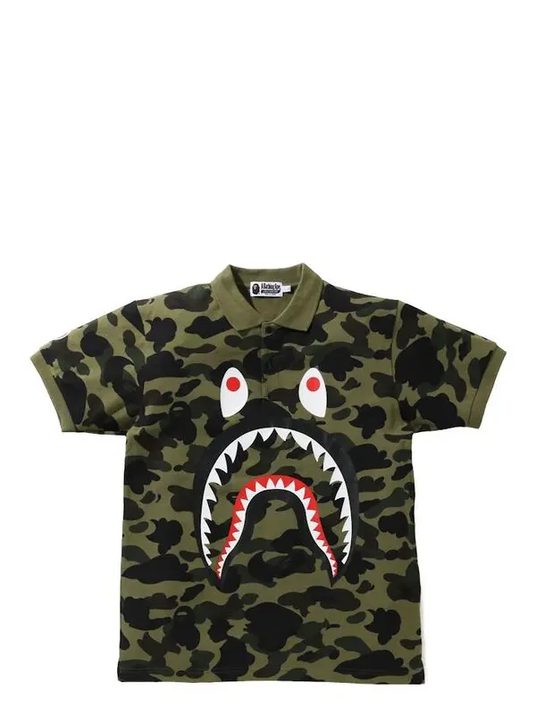 A BATHING APE 1st Camo Shark Polo Shirt - Green