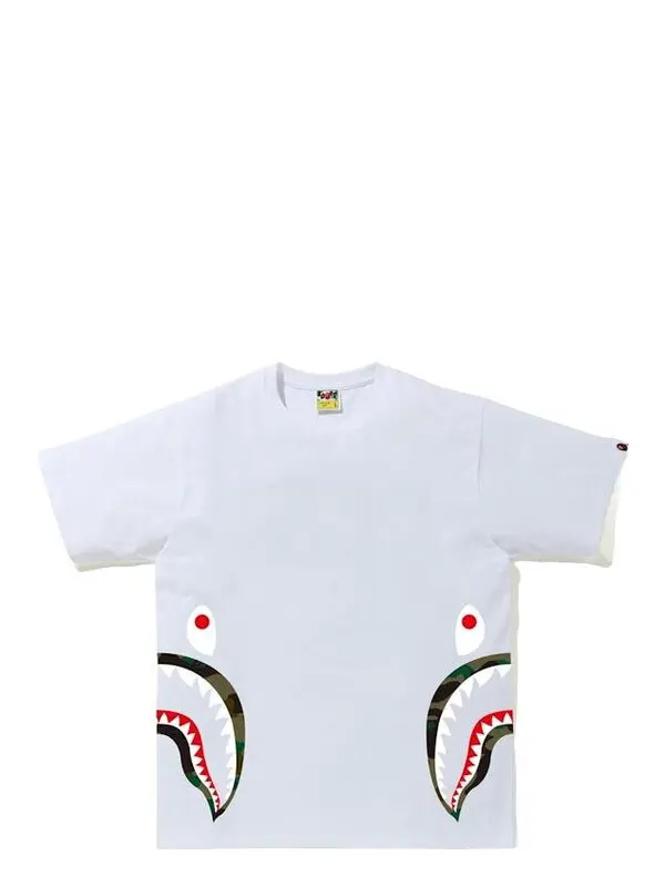 A BATHING APE 1st Camo Side Shark Tee Shirt - White/green