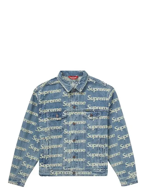 Supreme Frayed Logos Denim Trucker Jacket - Blue