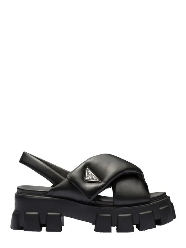 Prada Monolith Padded Nappa Leather Sandals - Black