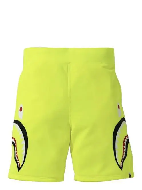 BAPE A Bathing Ape Neon Shark Sweat Shorts - Yellow
