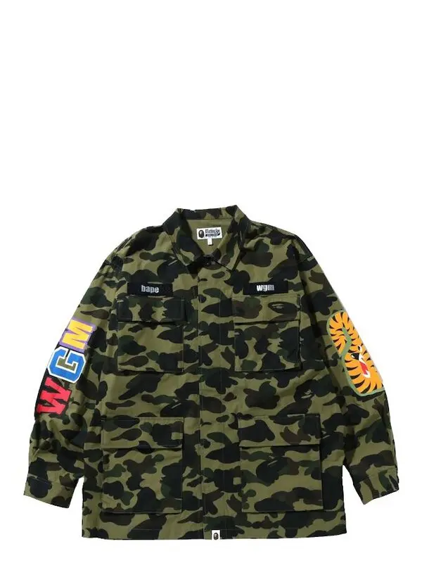 A BATHING APE 1st Camo Shark Relaxed Fit Military Shirt - Green