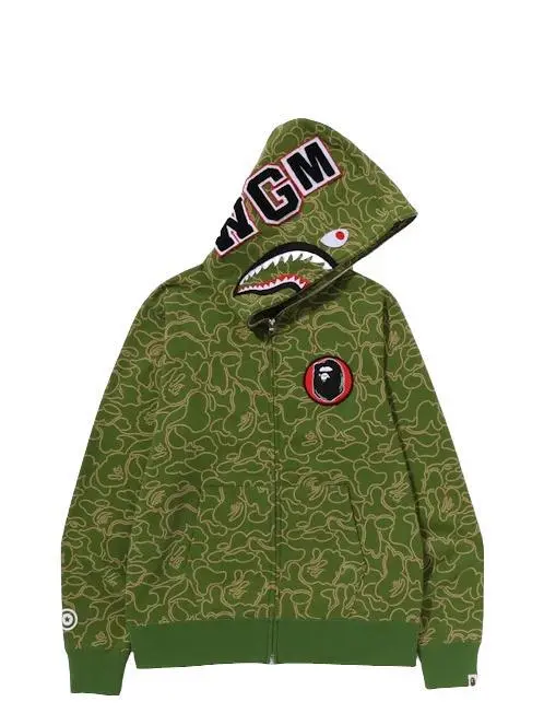 BAPE 30th Anniversary Camo Shark Full Zip Hoodie - Green