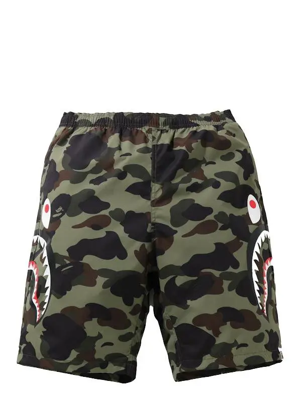 BAPE 1st Camo Side Shark Board Shorts - Green