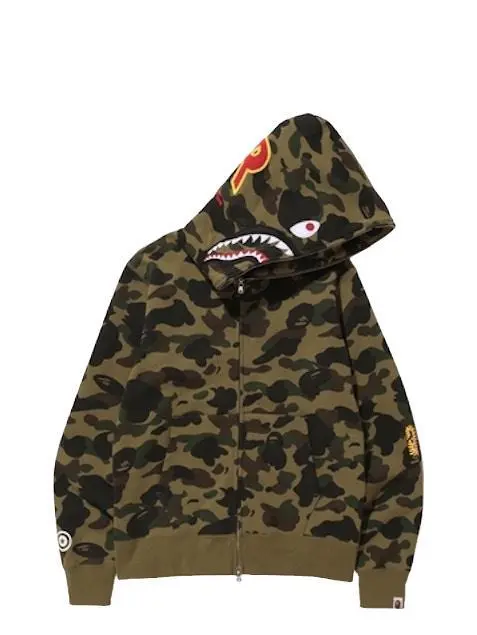 BAPE 1st Camo Shark Full Zip Hoodie - Green