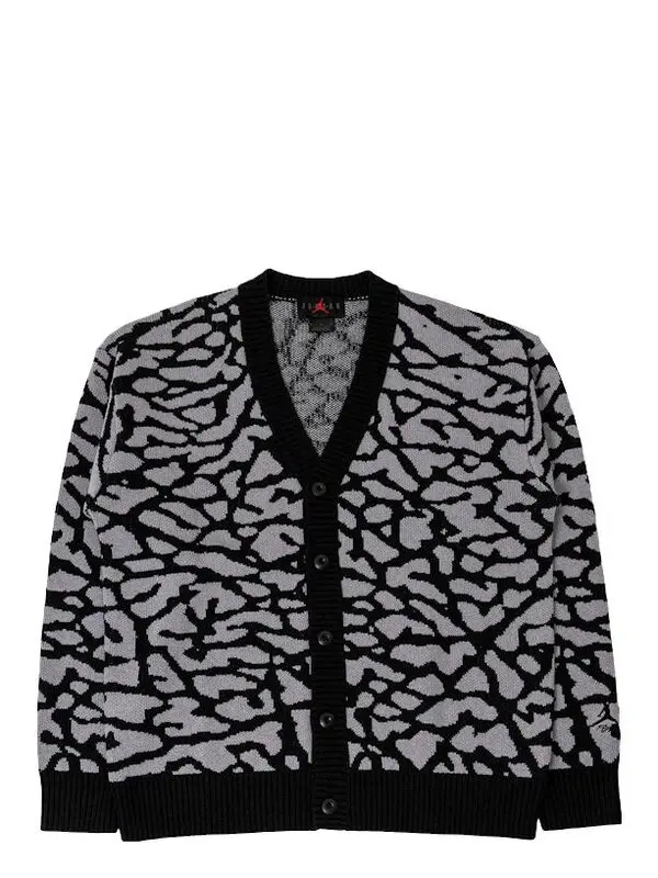 JORDAN Fight Heritage Knit Cardigan - Black Cement Grey