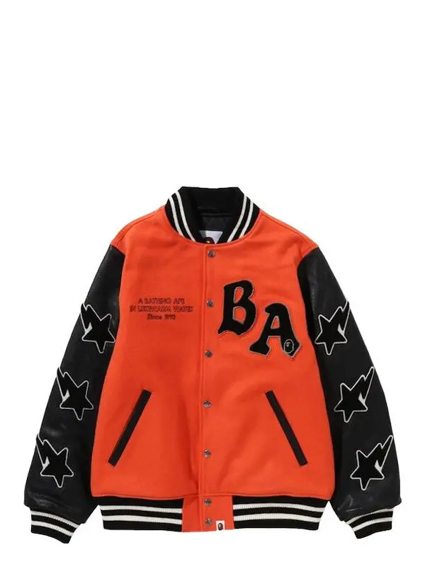 BAPE Relaxed Fit Varsity Jacket - Orange